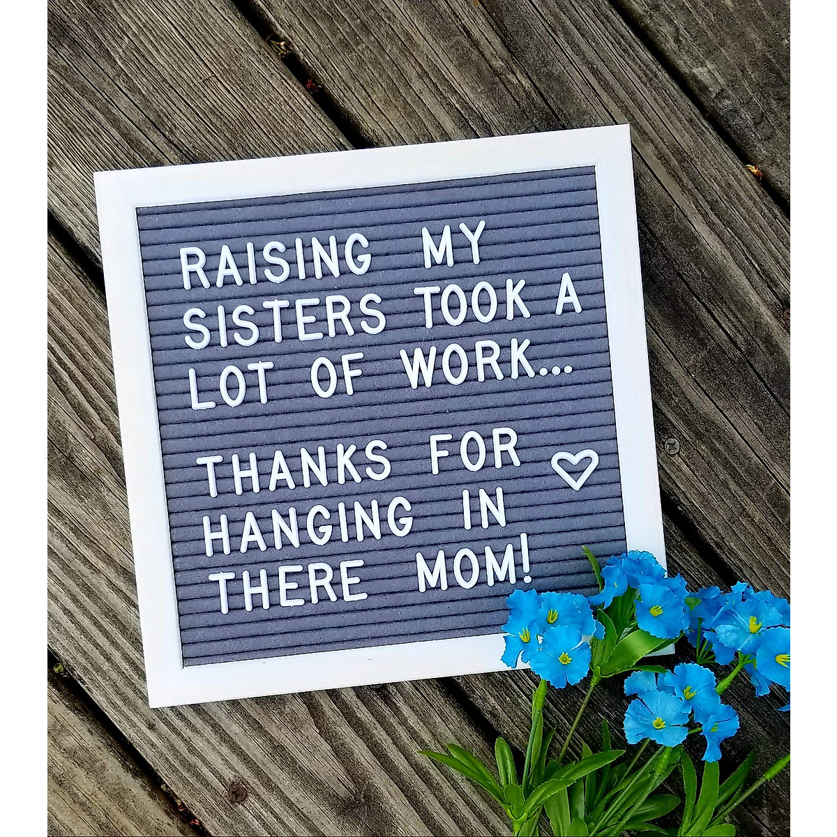 Felt Letter Board with Letters Set and Stand - 10x10 Inch, Dark Gray Color, 340 White Characters and Emoji with Bag - Pregnancy Must Haves, Perfect for a Baby Annoucement! (White/Gray)