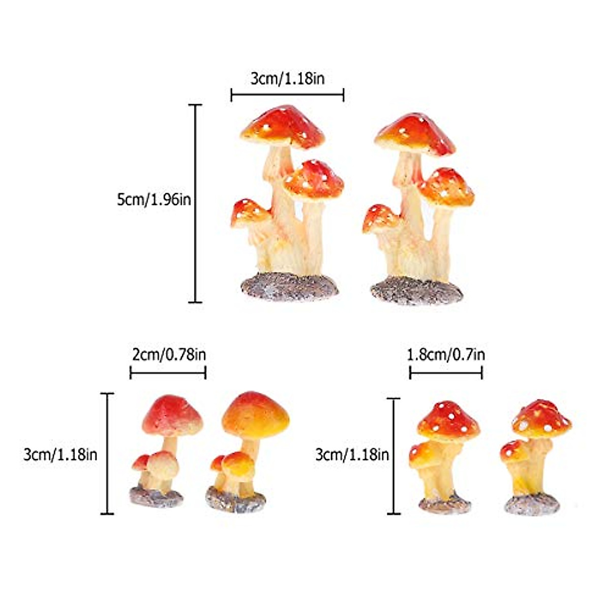 DOITOOL 6pcs Mini Mushroom Fairy Garden Miniature Figurines Mushroom Resin Figures for Garden Ornaments Plant Pots Bonsai Crafts Micro Landscape Decoration
