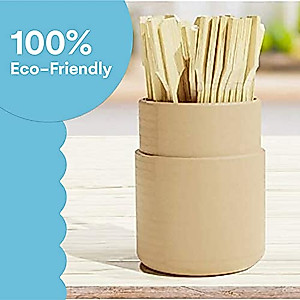 Noa Store Bamboo Skewers 4 Inch, Wooden Paddle Picks, Skewers for Appetizers, Cocktail, Fruit Kabobs, Sandwich, Barbeque Snacks - 200 Count