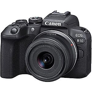 Canon EOS R10 Mirrorless Camera with 18-45mm Lens (5331C009) + Sony 64GB Tough SD Card + Bag + Card Reader + Flex Tripod + Hand Strap + Memory Wallet + Cap Keeper + Cleaning Kit (Renewed)