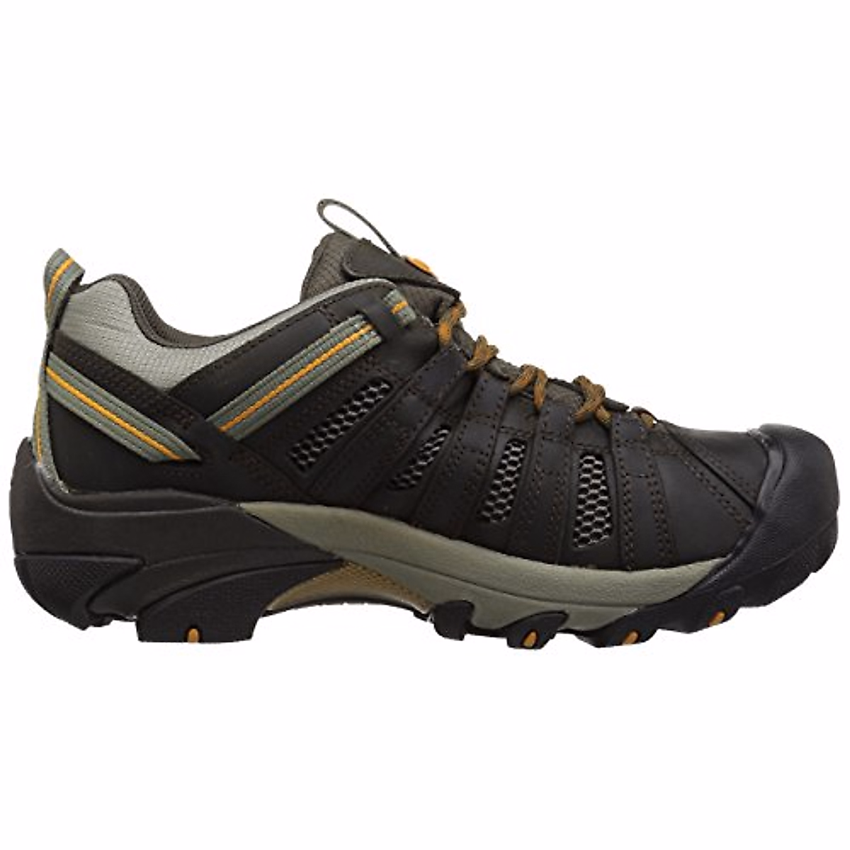 KEEN Men's Voyageur Low Height Breathable Hiking Shoes, Black Olive/Inca Gold, 7