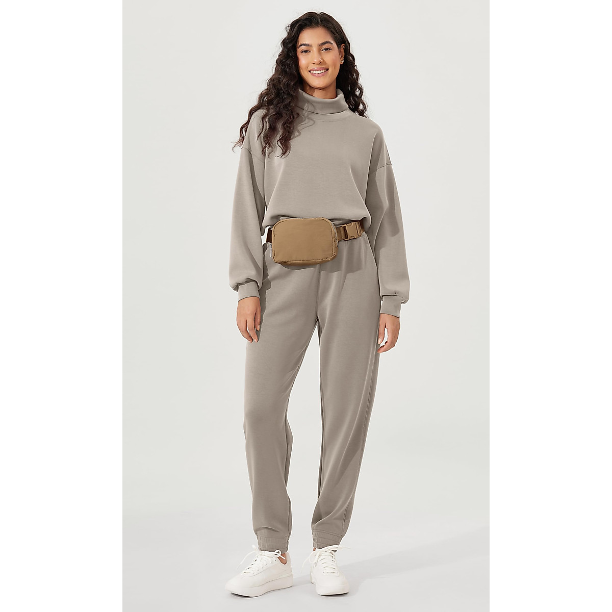 ODODOS Unisex Mini Belt Bag with Adjustable Strap Small Fanny Pack for Workout Running Traveling Hiking, Caramel