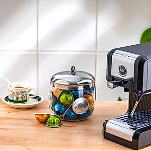 MOLFUJ Coffee Pod Holder, Coffee Pod Storage Compatible with 30 Nespresso Vertuo Pods, Glass K Cup Organizer for Counter, Espresso Capsule Holder for Keurig Kpod