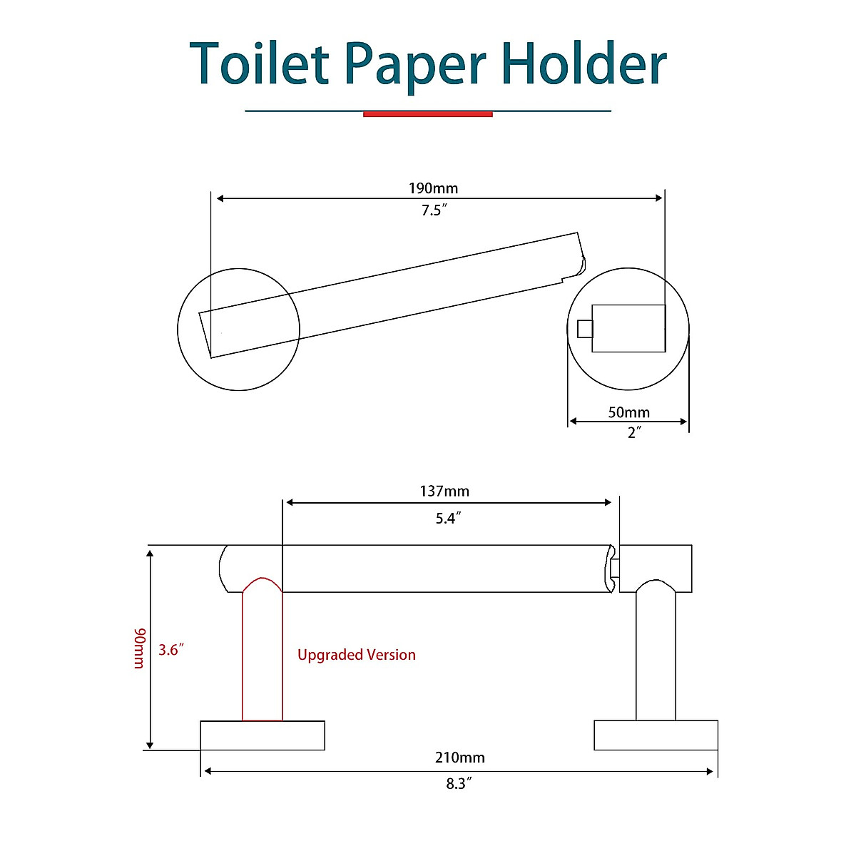 POKIM Gold Toilet Paper Holder - Metal Bathroom Flexible Pivoting Tissue Handle on Wall Mounted, SUS 304 Stainless Steel Adjustable TP Large Mega Roll Holder Classic Shiny Finish