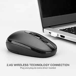 Rii Wireless Mouse RM700 2.4G Silent Mouse with USB Receiver for Laptop,PC,Mac,Chromebook,Windows (Black)