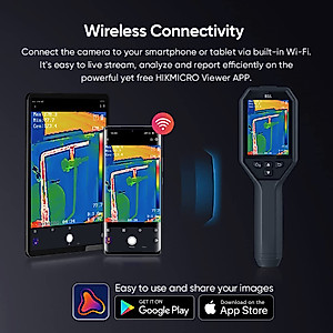 HIKMICRO B1L 160 x 120 IR Resolution Thermal Imaging Camera with WiFi, 25Hz Refresh Rate, 3.2" LCD Screen, Handheld 19200 Pixels Infrared Thermal Imager with High Temperature Alarm
