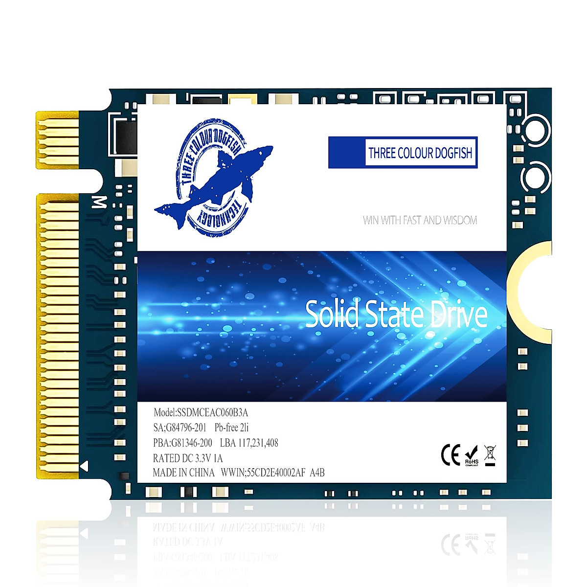 Dogfish SSD M.2 2230 NVMe PCIe 4.0 1TB 3D TLC NAND Gaming Unit?a stato solido interna per Steam Deck PS5 Surface Pro Laptop Desktop (M.2 2230 NVMe 4.0, 1TB)