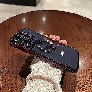 MZELQ Compatible with iPhone 13 Pro Max Case Camera Lens Protector Plating Luxury Cover for Women Men Clear Soft TPU Shockproof Protective Phone Case for 13 Pro Max 6.7 Inch 2021 - Black