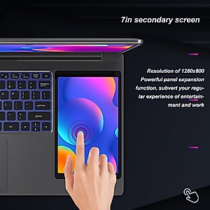 VBESTLIFE 15.6 Inch Laptop with 7in Touch Screen for Windows 10 11 Dual Screen Laptop Computer 16G LPDDR4 Business Laptop for N5095 Processor (US Plug 16G+1TB)