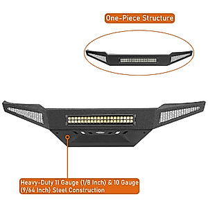 Hooke Road Tacoma Front Bumper & Rear Bumper w/Tire Carrier Combo Compatible with Toyota Tacoma 2005-2011 2nd Gen Pickup Truck (Textured Black Steel)