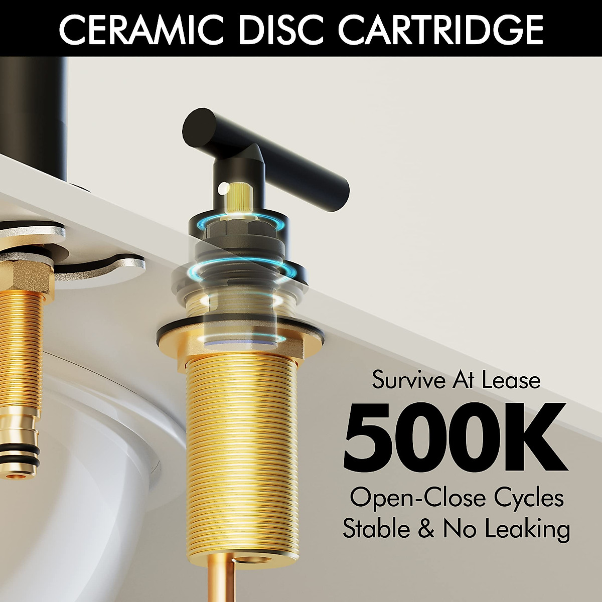 KES Black Faucet for Bathroom Sink 8-Inch Widespread 3 Hole Modern Vanity 2 Handle Brass with Supply Hoses, Sink Drain Not Included, L4317LF-BK