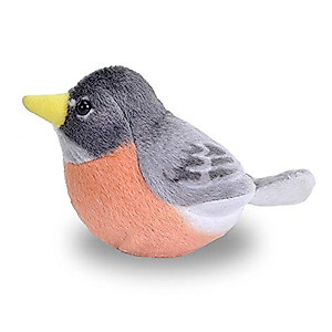 Wild Republic Audubon, American Robin Plush Authentic Sound, Stuffed Animal, Bird Toys for Kids, American Robin