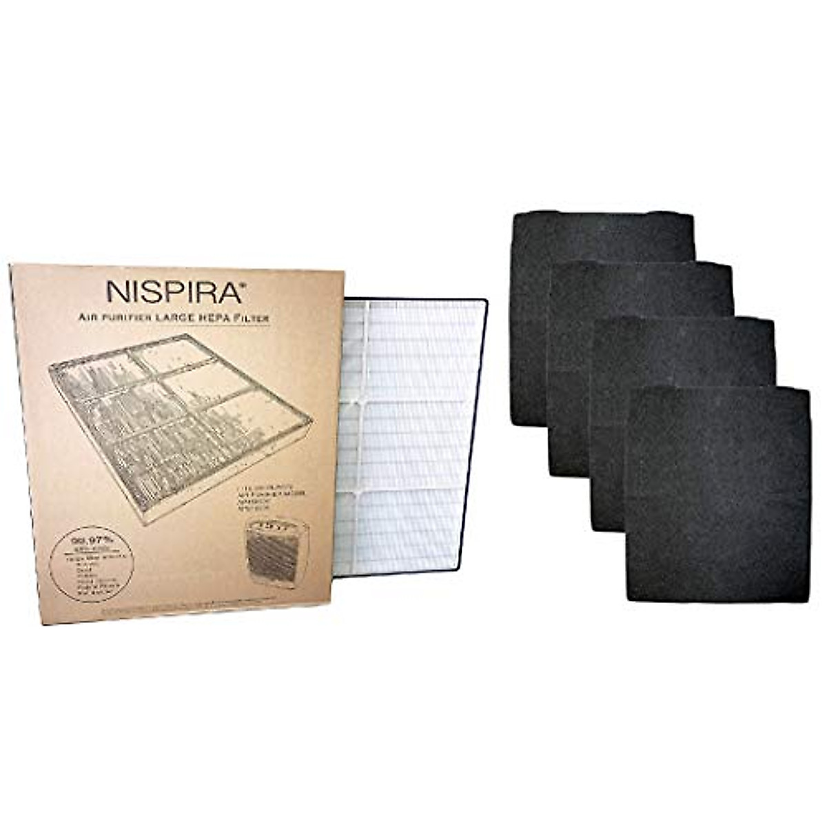 Nispira 1183054K 8171434K True HEPA Carbon Pre Filter for Whirlpool Whispure Air Purifier AP510, AP530, AP450, AP45030HO AP51030K WP500 WP1000 1 Pack