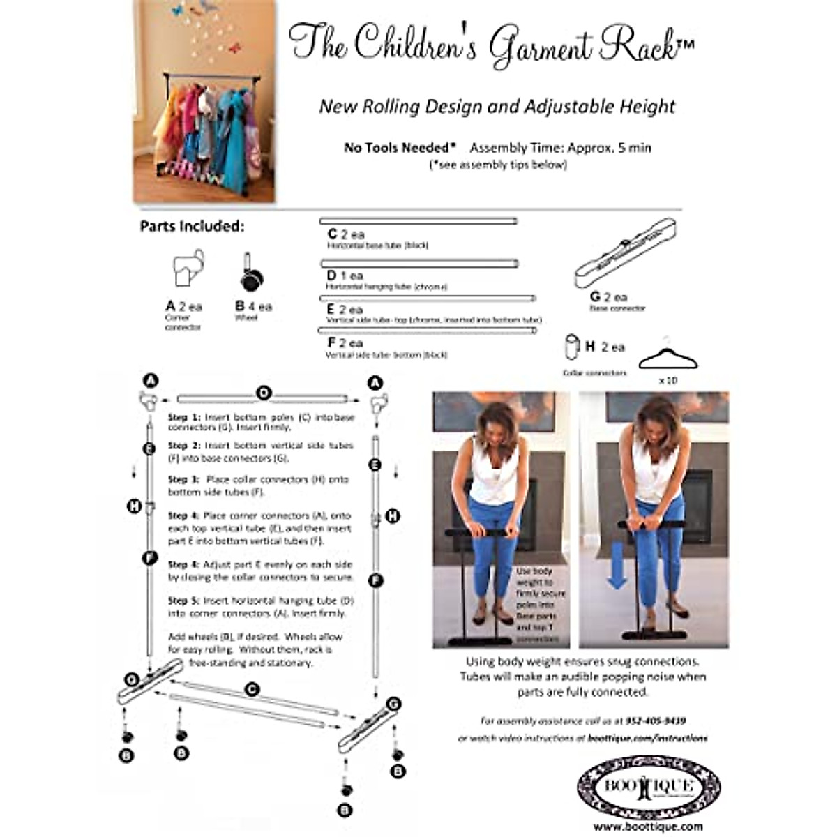 Children's Nursery Hanger- Includes 10 Children's Velvet Hangers- New Improved Rack with Rolling Design!