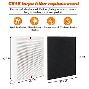 C545 HEPA Replacement Filter S for Winix C545 Air Purifier by Blutoget - Winix C545 Replacement Filter Replaces Winix S Filter 1712-0096-00,2522-0058-00,2 H13 True HEPA & 8 Activated Carbon Filters