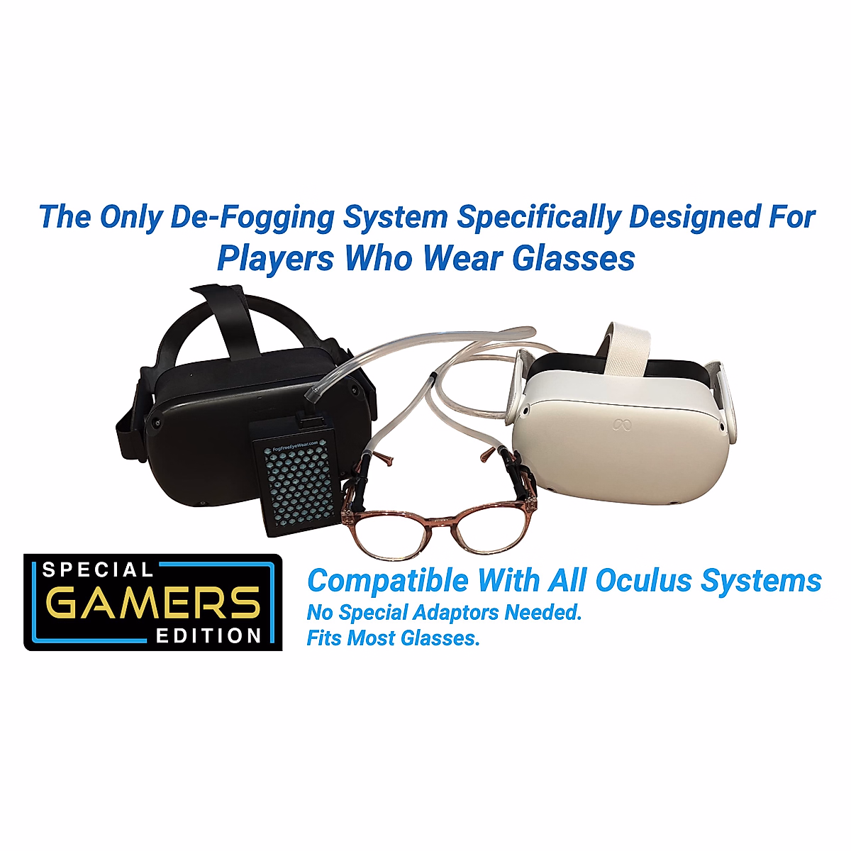 Eliminate Lens Fogging Wearing Glasses with Oculus Headset. Works with All Oculus Models and Other VR Headsets. No Additional Hardware Needed.