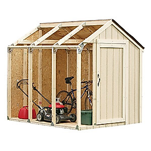 2x4basics 90192MI Custom Shed Kit with Peak Roof, 2x4 & Flip Top BenchTable, 6" D x 28.25" W x 34" H, Sand