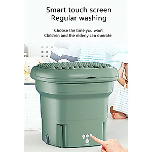 Portable Washing Machine Mini Foldable Washer with Drain Basket Spin Dryer,Small Collapsible Bucket Washer for Camping,Travel,Apartment,Dorm green
