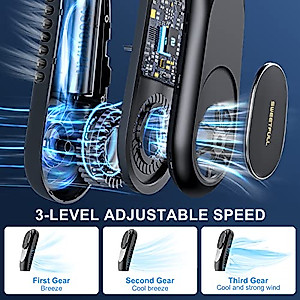 SWEETFULL Portable Neck Fan Bladeless Personal Fan 4000mAh Rechargeable Battery Operated Wearable Small Fan,360° Cooling Airflow, 3 Speed Neck Cooler for Women Men