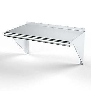 Express KitchQuip NSF Certified 18 Gauge Heavy Duty Stainless Steel Wall Shelf with Brackets for Kitchens, Utility Rooms, Storage, Offices & Home (24"x18")