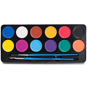 Face Paint for Kids - Vibrant Face Painting Colors, Stencils & 2 Brushes - Body Paint Face Paint Kids - Facepaint Kit Tutorials & E Book - Fun, Easy to Use & Hypoallergenic. For Toddler Teens & Adults