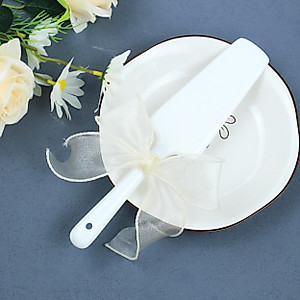 PTORIZNY Pack of 2 Wedding Ceramic Pizza Pie Cake Server White Pie Cake Shovel Cutter Cake Cutting Set for Wedding, Birthday Party, Anniversary Durable Cake Server with Smooth Edge (Big and Small)