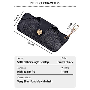 kytasryl Soft Leather Sunglasses Bag,Travel Sunglass Holder Eyeglass Case Portable Slim Sunglasses Pouch Camellia Glasses Bag (Black)
