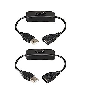 Onite 2pcs of Male to Female USB Cable with ON/Off Switch,Extension USB Cord for Raspberry Pi & Arduino LED Strip String - Easy Start/Reboot