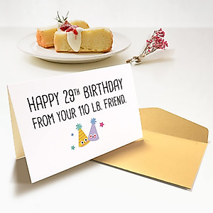 Chenive Funny Birthday Card for Him Her, Humorous Birthday Card for Best Friend, Happy 29th Birthday From Your 110 lb. Friend