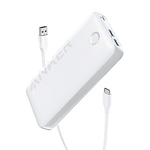 Anker 335 Power Bank (PowerCore 20K), 20W Portable Charger with USB-C Fast Charging, Works for iPhone 13/12 Series, Samsung, iPad Pro, AirPods, Apple Watch, and More (White)