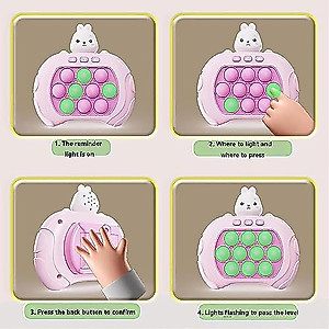 Pocket Game for Kid, Quick Push Bubble Competitive Game Console Series,2 Pcs Children's Decompression Breakthrough Puzzle Game Machine, Cool Pocket Game Kids, Mini Portable (Duck+Bear)