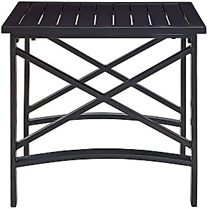 Crosley Furniture Kaplan Weather Resistant Metal Outdoor Side Table for Patio, Deck, Porch, Oiled Bronze