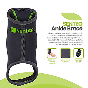 SENTEQ Ankle Brace for Men & Women- Compression Support for Sprained Ankles & Plantar Fasciitis, Elastic Neoprene Slim Sleeve for Jogging & Running, Ankle Stabilizer and Support for Walkers (Medium)