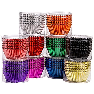 Tosnail 1000 Pieces Standard Size Foil Cupcake Liners Muffin Liner Muffin Wrappers Food Grade & Grease-Proof Paper Baking Cups - Assorted 10 Colors