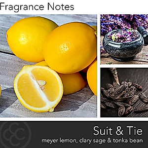 Manly Indulgence Suit & Tie Scented Jar Candle, Cotton Wick, Premium Soy Blend White Wax, 60 hr Burn, Matte Black Jar Candle for Home and Men, 16.5 oz - USA Poured