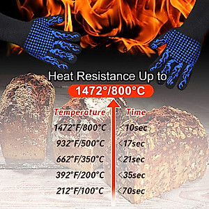 Wetest Premium 1 Pair Extreme Heat Resistant Oven Gloves for Cooking Gloves for BBQ, Grilling, Baking, Red