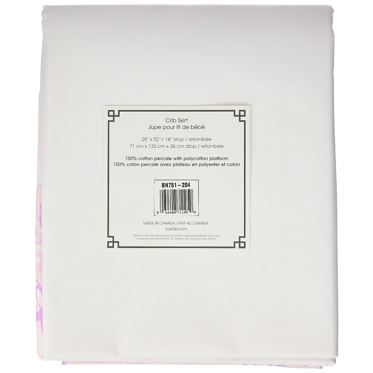 Kushies Baby Ben & Noa Percale Crib Skirt, Pink Butterfly