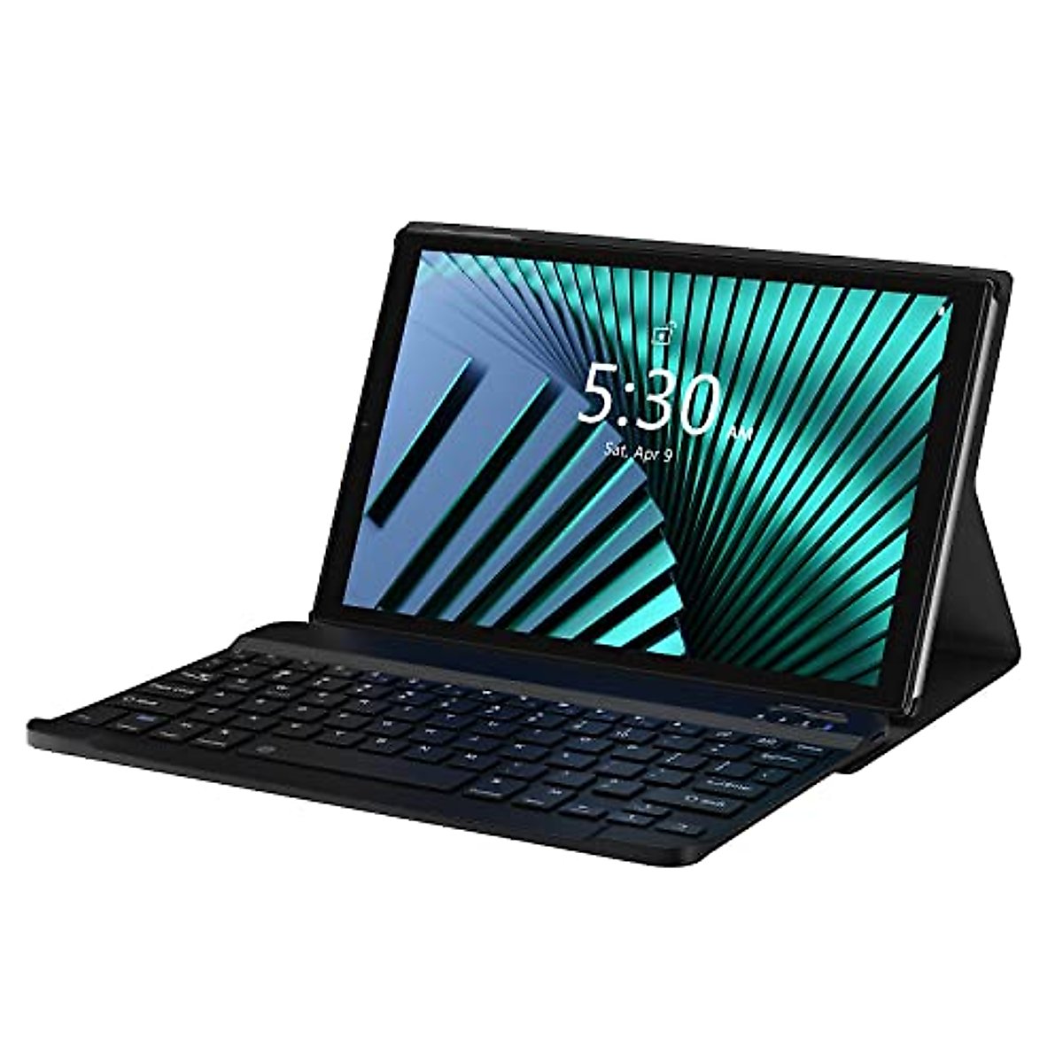 YUMKEM 10 inch Octa Core Tablet, 4GB RAM 64GB Storage, Android Tablet with Keyboard and Tablet Case, 10.1” IPS HD Display, Android OS, 6000 mAh Battery, Bluetooth, 5G Wi-Fi, GPS, FM, Dark Grey