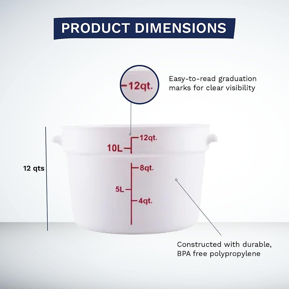 CenPro 29A-056 Round Food Storage Container - 12 Qt. Capacity - White - NSF