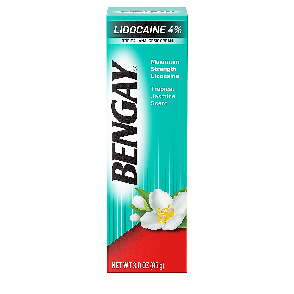 Bengay Pain Relieving Lidocaine Cream, Non-Greasy Topical Analgesic Cream with The Maximum Strength Numbing Relief of 4% Lidocaine HCl, Pleasant and Soothing Tropical Jasmine Scent, 3 oz