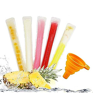160 Disposable Ice Popsicle Mold Bags| BPA Free Freezer Tubes With Zip Seals | For Healthy Snacks, Yogurt Sticks, Juice & Fruit Smoothies, Ice Candy Pops| Comes With A Funnel (11"x2")