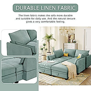 115" Oversized Modular Storage Sectional Sofa Couch Convertible Sleeper Sofabed with SeatStorage ,Linen Upholstered U-Shaped Symmetrical 6 Seaters Sofa & Couch for Home Office Apartment Living Room