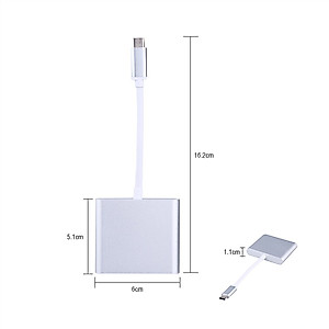 Multiport Digital Type C to HDMI Cable Adapter, Multifunctional HDMI USB C Adapter, 3 in 1 LCD Monitors HDTV for Connecting TV Projector