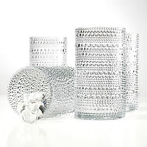 Glaver's Hobnail Drinking Glasses, Set of 4 Clear Vintage Beaded Glass Cups, 15 Oz. Cocktail Drinking Glassware Set, For Water Juice, Smoothies. Home, Dinner, Bar uses.