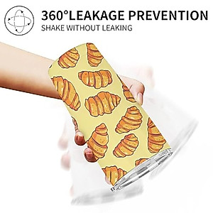 KIOWEIR Delicious Croissant Stainless Steel Tumbler 20oz With Lid And Straw, Insulated Tumblers Coffee Cup, Travel Mug for Ice Drink & Hot Beverage for Women Men Boys Girls