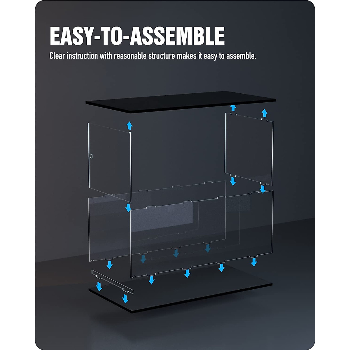 Nifeliz Acrylic Display Box for Scale 1:8 Big Model Cars, Building Toy Car Organizer and Storage, Gifts for Large Car Model Colle ctors (25.2Lx13WX10.4H in)