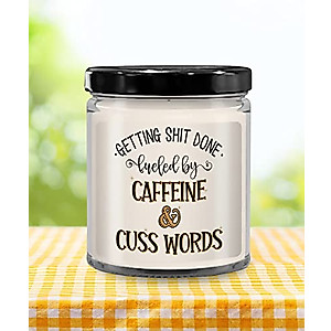 The Improper Mug Fueled by Caffeine and Cuss Words Candle for Coffee Lovers Sarcastic Rude Birthday Christmas Ideas for Mom Dad Funny Adult Humor 9 Oz. Vanilla Scented