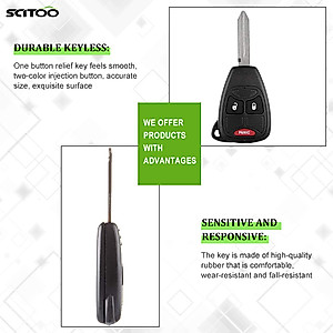 SCITOO 1PC 3 Buttons Keyless Entry Remote Car Key Fob Case Replacement for Dodge Buick Jeep Chrysler 2004-2012 FCC OHT692713AA-17 M3N5WY72XX-Q