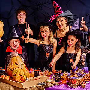 Geelin 24 Pieces Halloween Shot Glass Necklace Halloween Party Cups Necklace on Beaded Plastic Shot Necklace Cups for Halloween Party Decorations Supplies (Orange, Pumpkin)