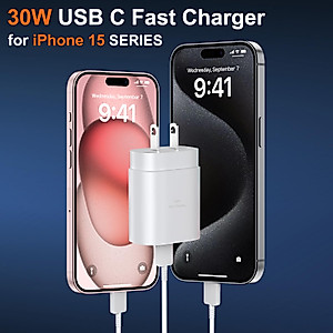 iPhone 15 Pro Max Charger Fast Charging, 30W USB C iPhone 15 Pro Max Fast Charger Block with 10FT Long USB C Charging Cable for iPhone 15 Pro Max/15 Pro/15/Plus,iPad Pro 11,Samsung Galaxy S24 Ultra
